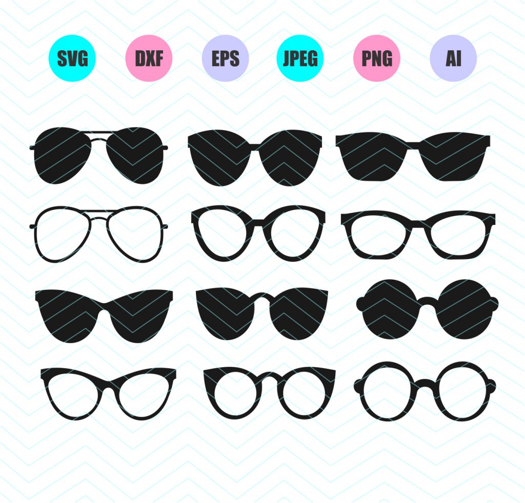 Sunglasses Svg Dxf Eps Png Jpg Ai Cut Vector File Silhouette Cricut ...