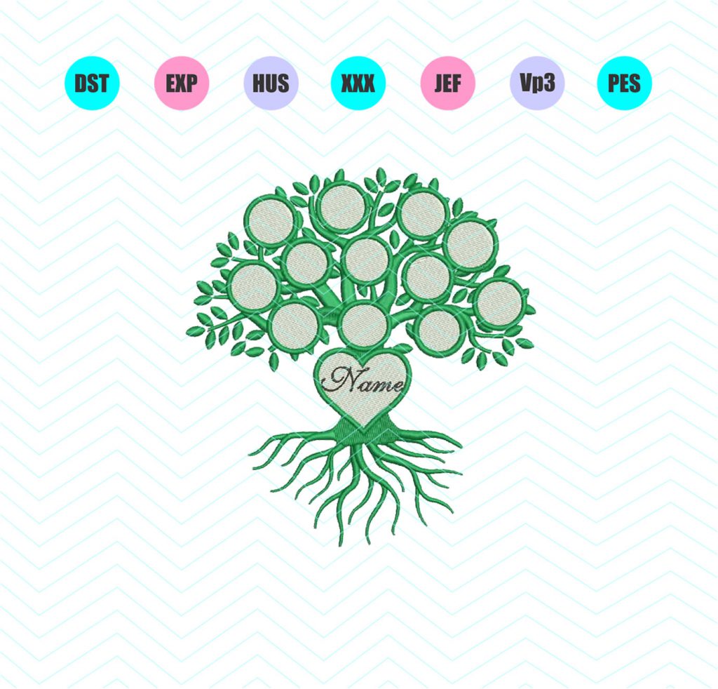 Family Tree Machine Embroidery Design 6 Sizes - Instant Download ...