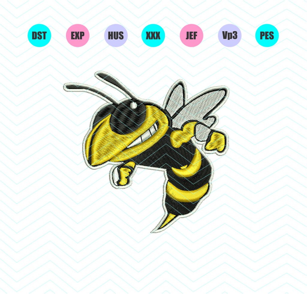 Georgia Tech Be Yellow Jackets Logo Machine Embroidery Design 4 Sizes ...
