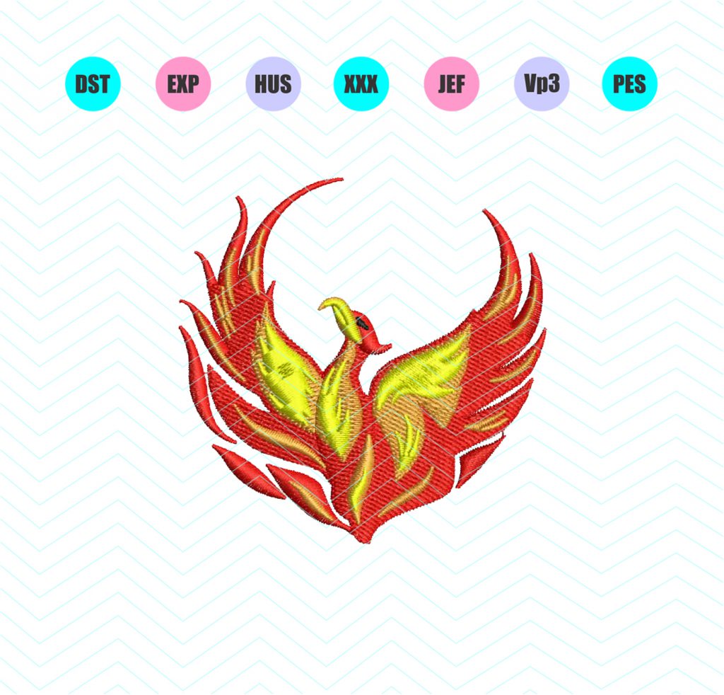 Phoenix Logo Machine Embroidery Design 5 Sizes - INSTANT DOWNLOAD ...