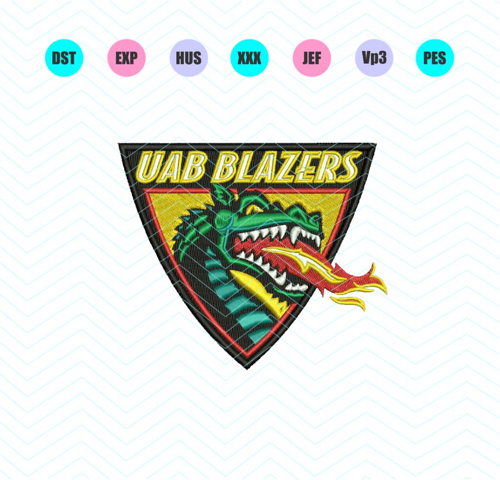 UAB Blazers Logo Machine Embroidery Design 3 Sizes - INSTANT DOWNLOAD ...