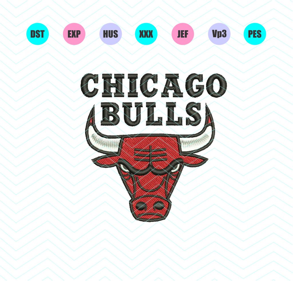 Chicago Bulls Logo Machine Embroidery Design 4 Sizes - INSTANT DOWNLOAD ...