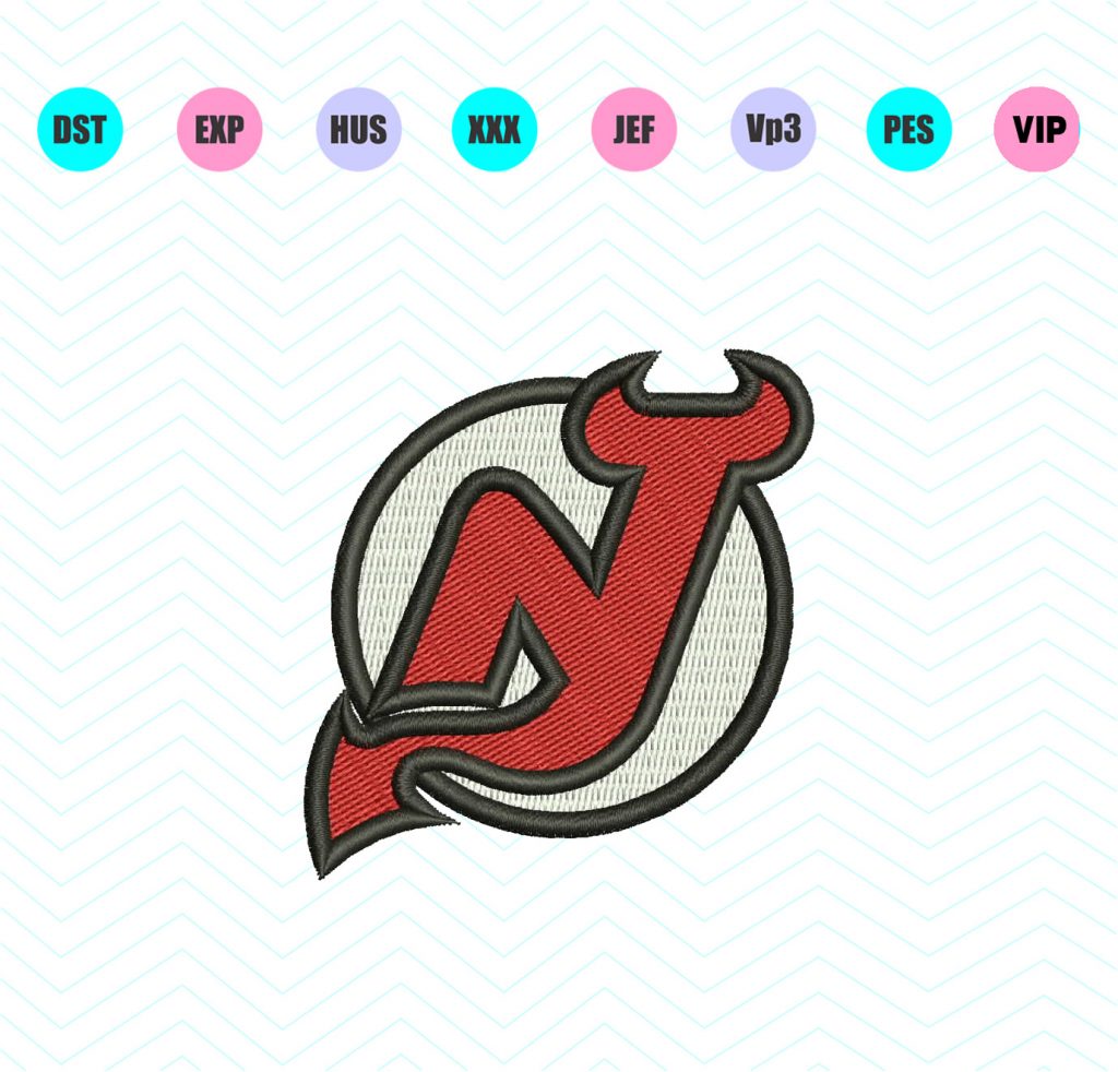 New Jersey Devils Logo Machine Embroidery Design 6 Sizes - Instant ...
